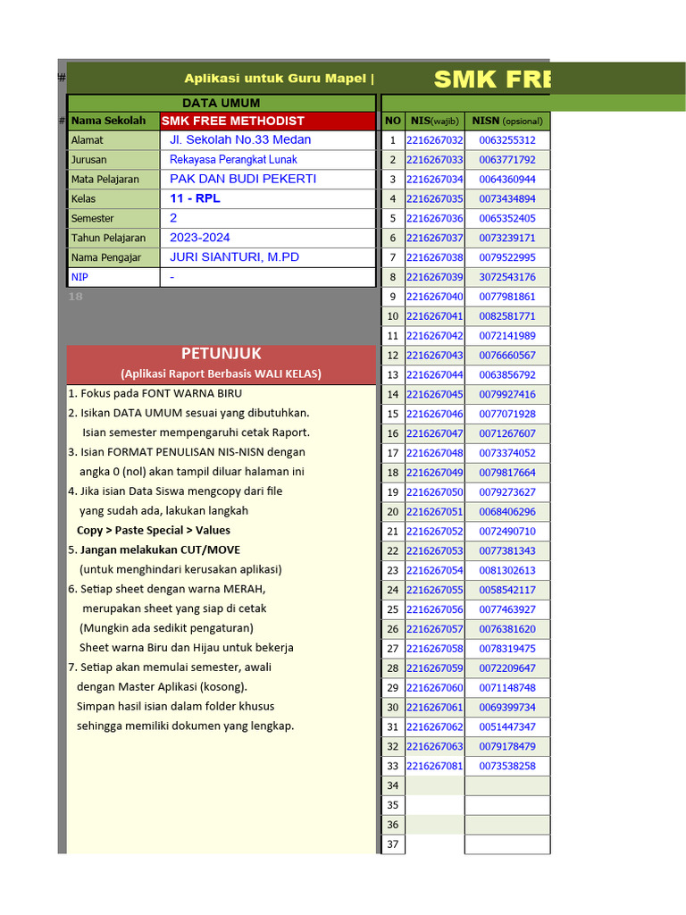 Aplikasi Guru SMK Free Methodist | PDF