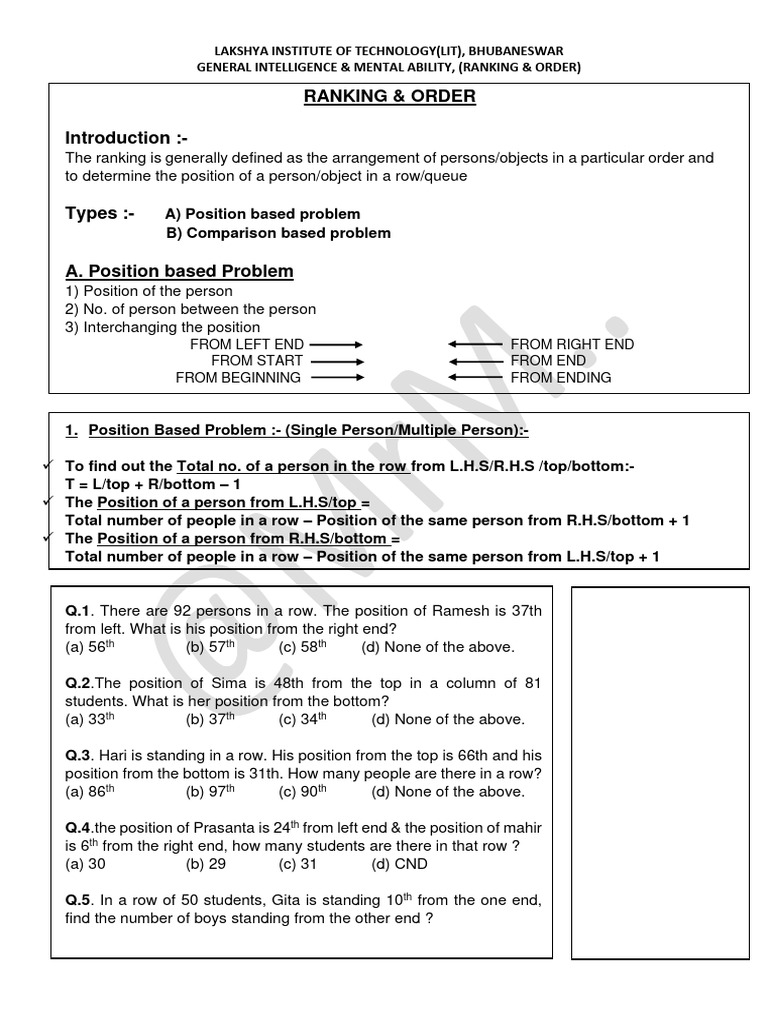 Ranking & Order | PDF
