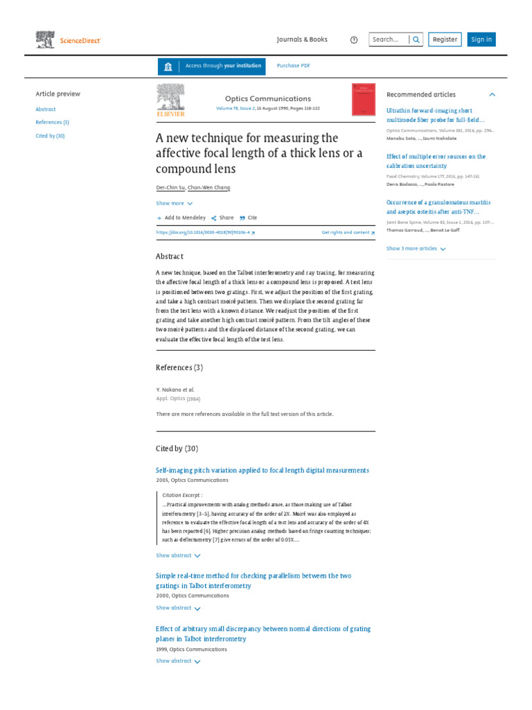 WWW Sciencedirect Com Science Article Abs Pii 0030401890901064 | PDF | Optics | Interferometry