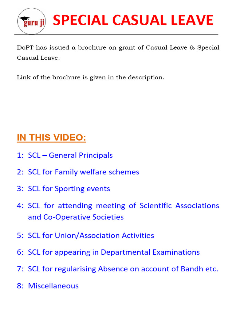 Guide to Special Casual Leave Rules | PDF | Medical Specialties ...