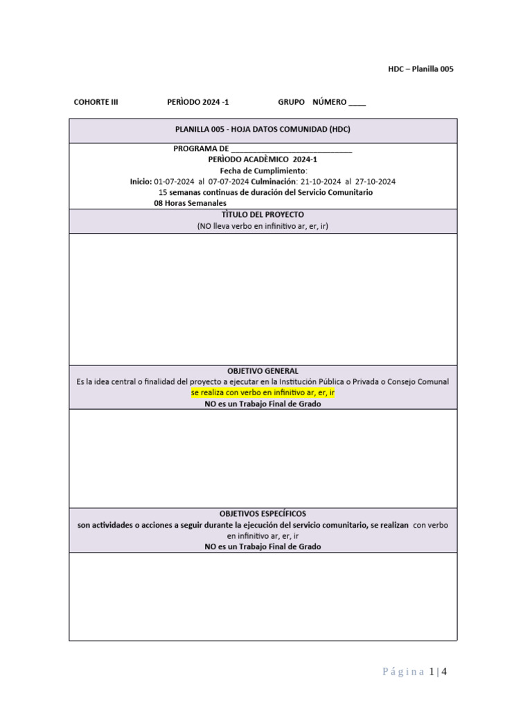 Planilla 005 (HDC) | PDF