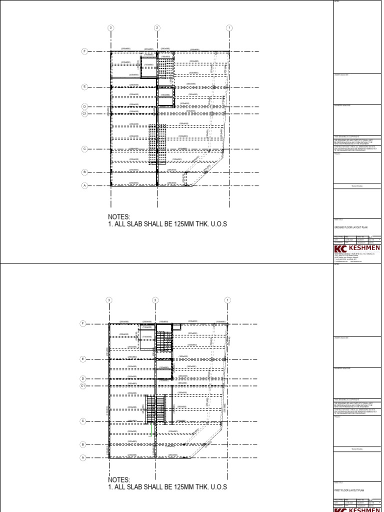 Notes: 1. All Slab Shall Be 125Mm Thk. U.O.S: Ground Floor Layout Plan ...