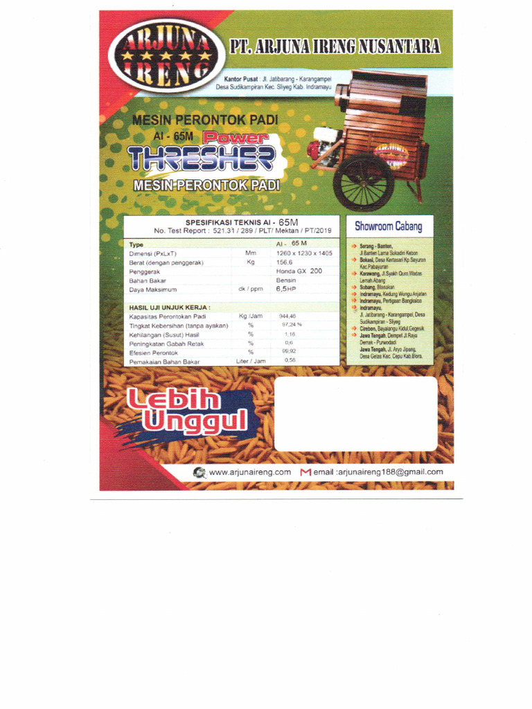 Power Thresher Arjuna Ireng AI 65M | PDF