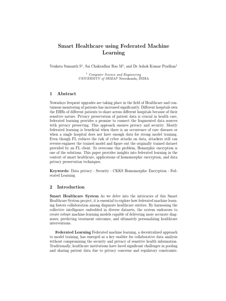 Smart_Healthcare_using_Federated_Machine_Learning | PDF | Encryption ... Smart_Healthcare_using_Federated_Machine_Learning | PDF | Encryption ...