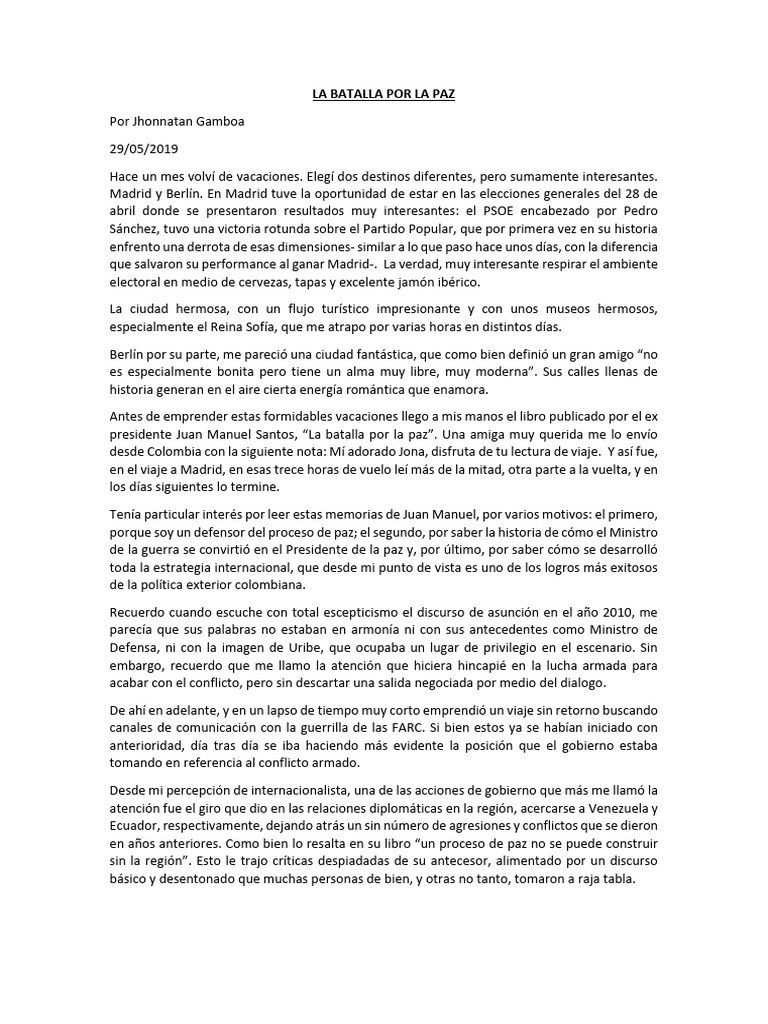 La Batalla Por La Paz | PDF | Colombia | Madrid