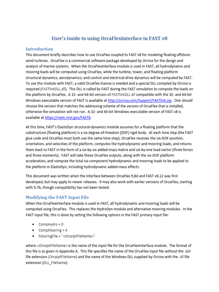 OrcaFlex-FAST v8 Integration Guide | PDF | Computer File | Simulation