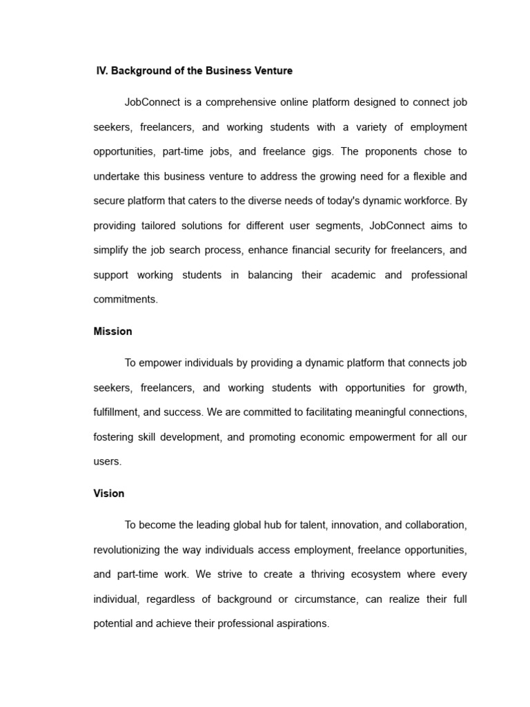 IV - Background of The Business Venture UPDATED | PDF | Freelancer ...