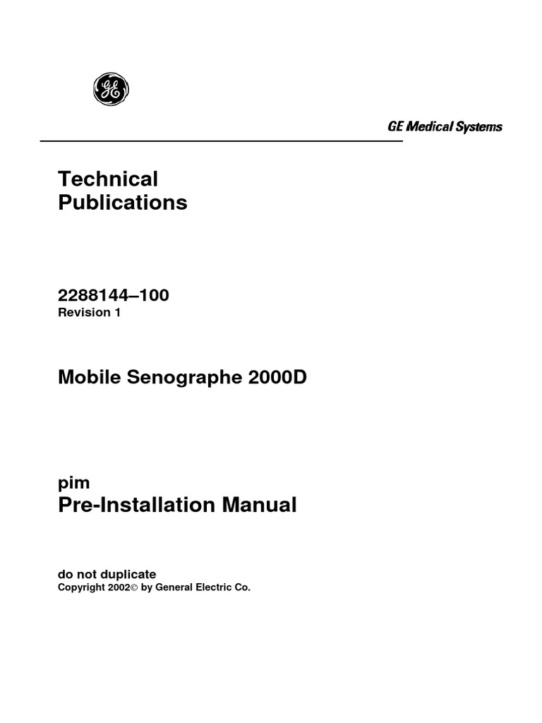Ge Seno 2000d Pre-Install Manual | PDF | Mains Electricity ...
