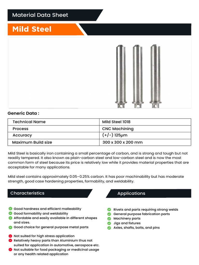 Mild Steel 1018 Material Data Sheet | PDF | Steel | Strength Of Materials