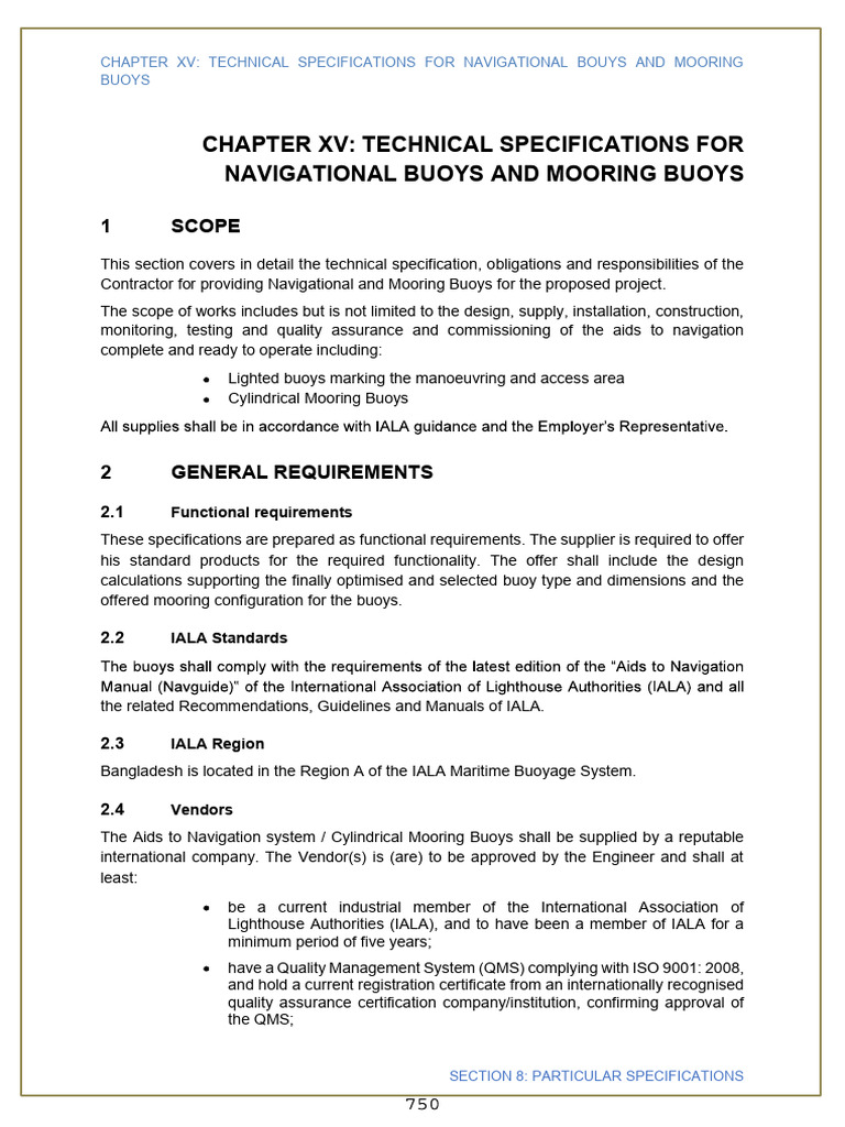 Navigational and Mooring Buoy Specs | PDF | Specification (Technical ...