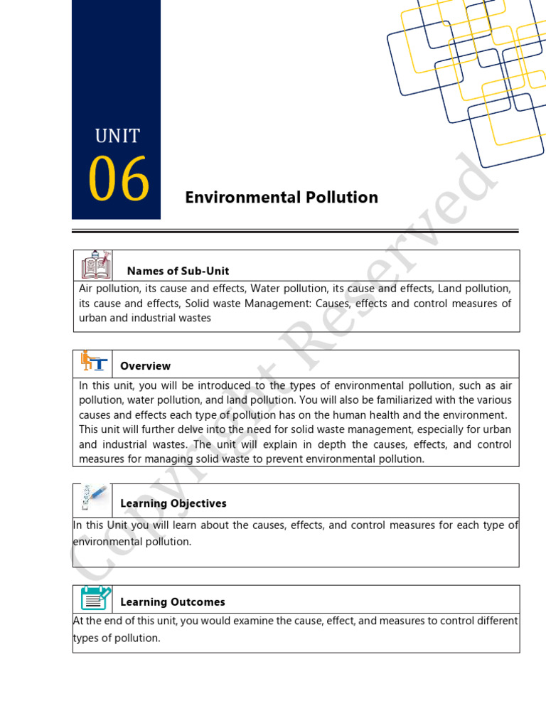 Environmental Science Unit 6 | PDF | Water Pollution | Waste