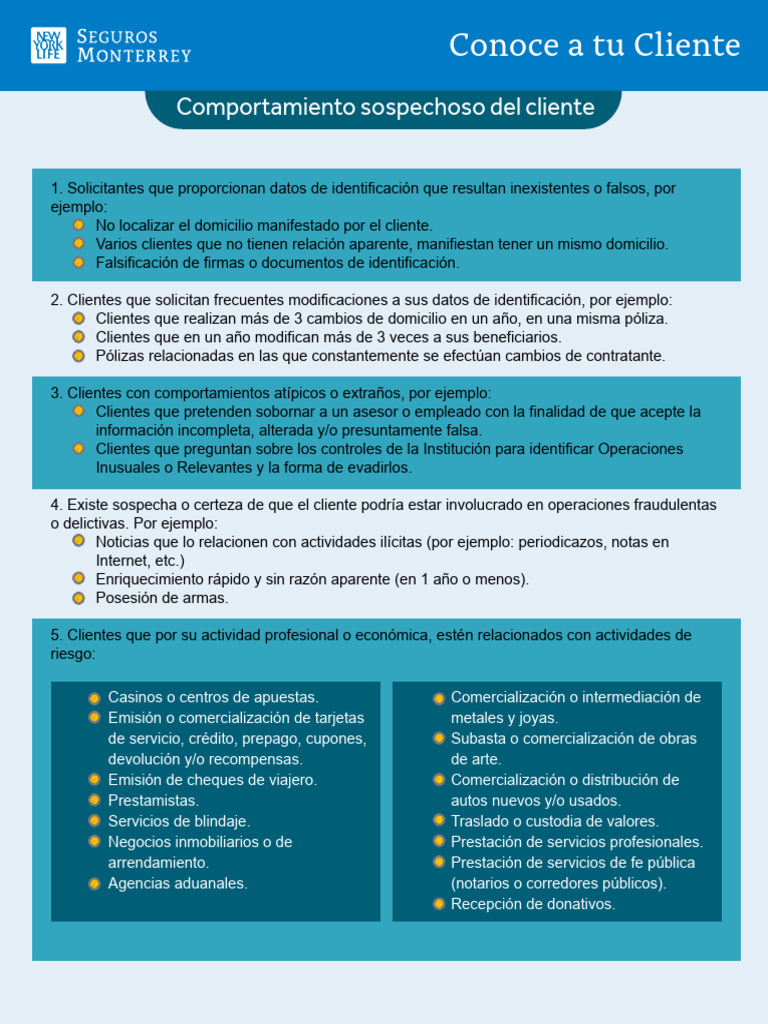 Comportamiento - Sospechoso - Del Cliente | PDF | Póliza de seguros ...