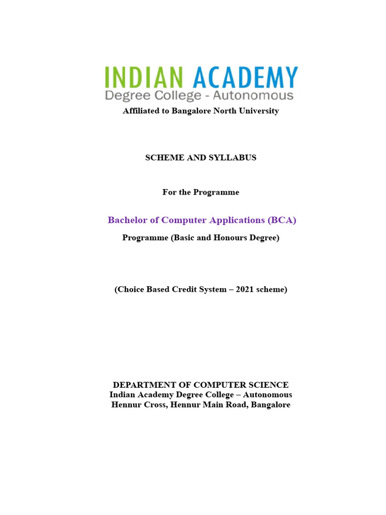 BCA-NEP 2021 Batch-1 To6 Semesters Syllabus With 8 Semesters Course ... BCA-NEP 2021 Batch-1 To6 Semesters Syllabus With 8 Semesters Course ...