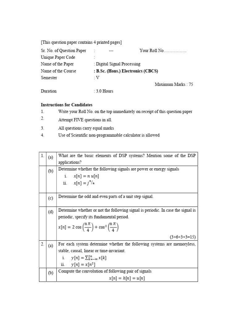 2022 Set A PYQ Paper - Digital Signal Processing PYQ Paper For Sem V Uploaded by Navdeep Raghav ...