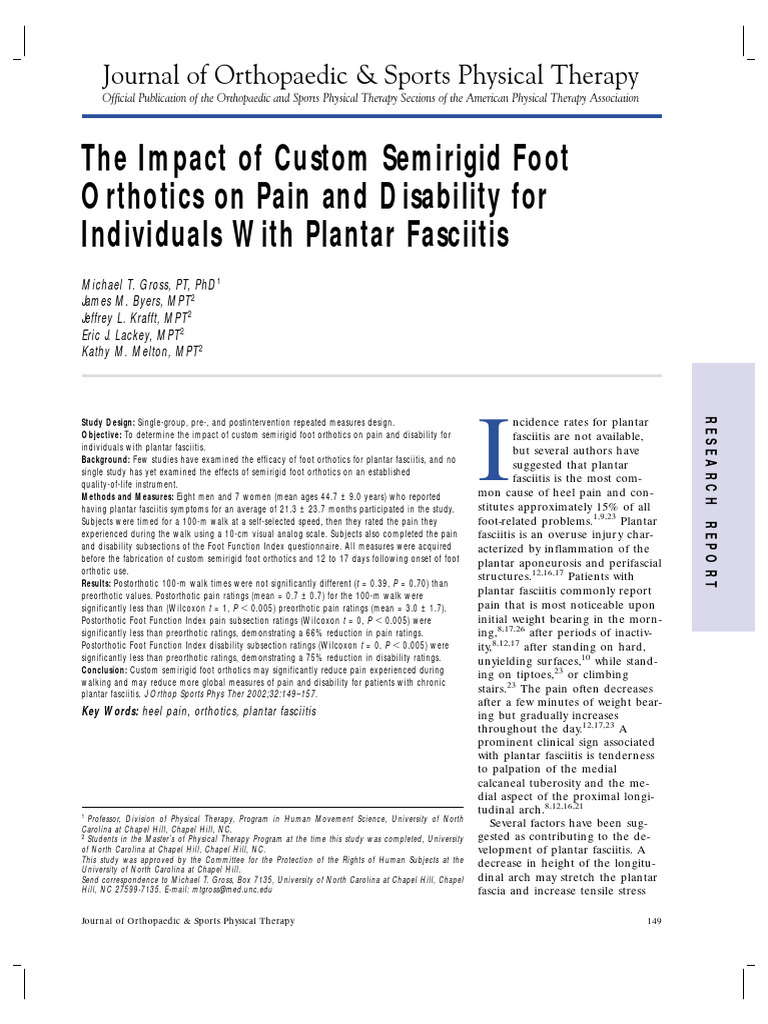 April2002 RR Gross | PDF | Foot | Pain