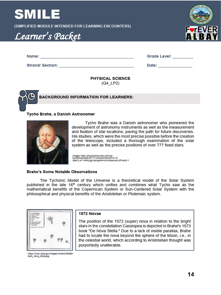 Physical Science Q4 LP2 PDF | PDF | Tycho Brahe | Heliocentrism