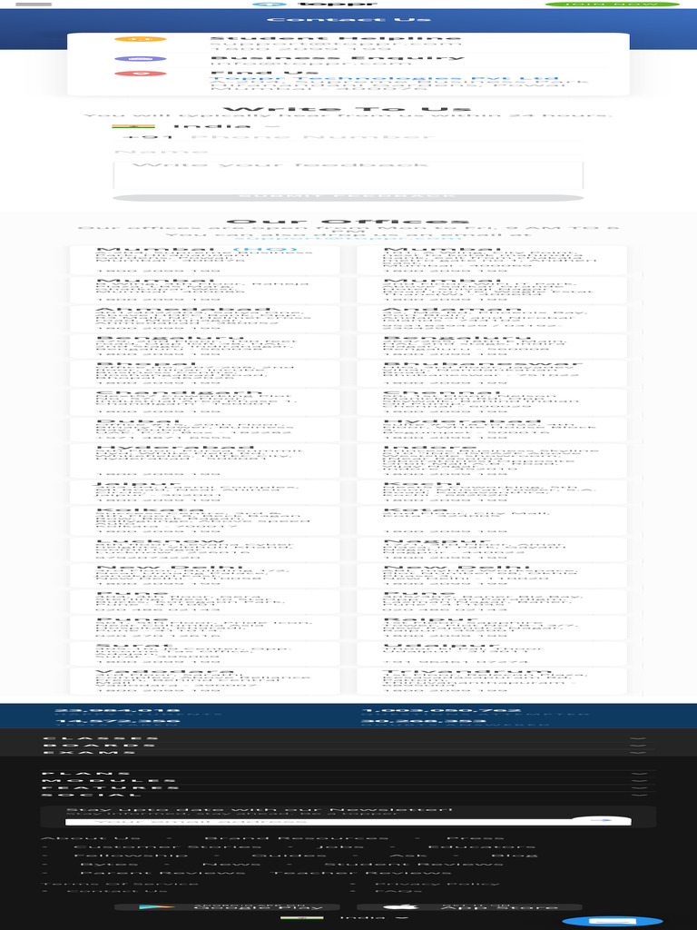Toppr Contact Us, Learning App For Classes 5th To 12th | PDF