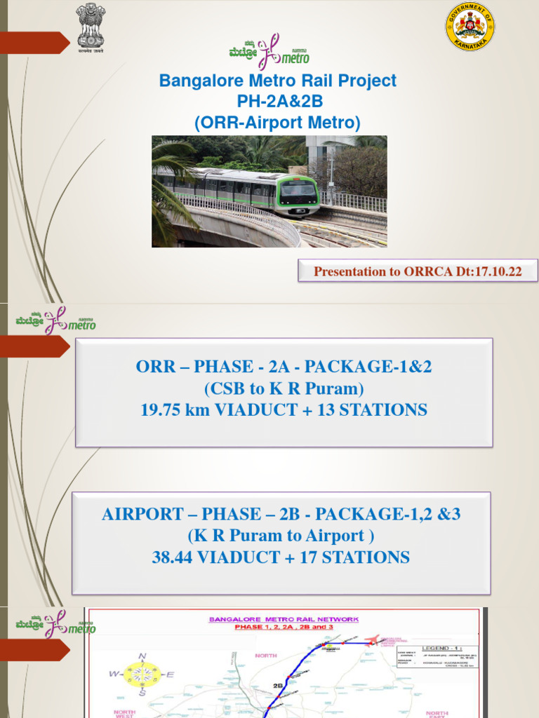 ORRCA CEOs Presentation by MD BMRCL 171012 | PDF | Transport | Land Transport