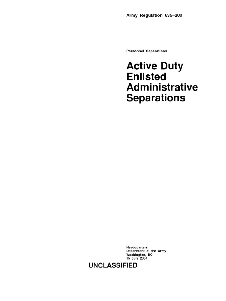 Active Duty Enlisted Administrative Separations: Unclassified | PDF ...