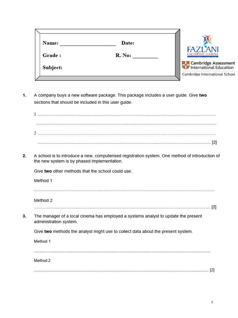 Grade 10 - Chapter7 - Worksheet | PDF | Systems Engineering | Software Engineering