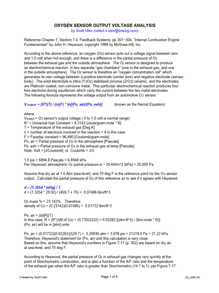 O 2 Sensors | PDF | Atmospheric Pressure | Pascal (Unit)