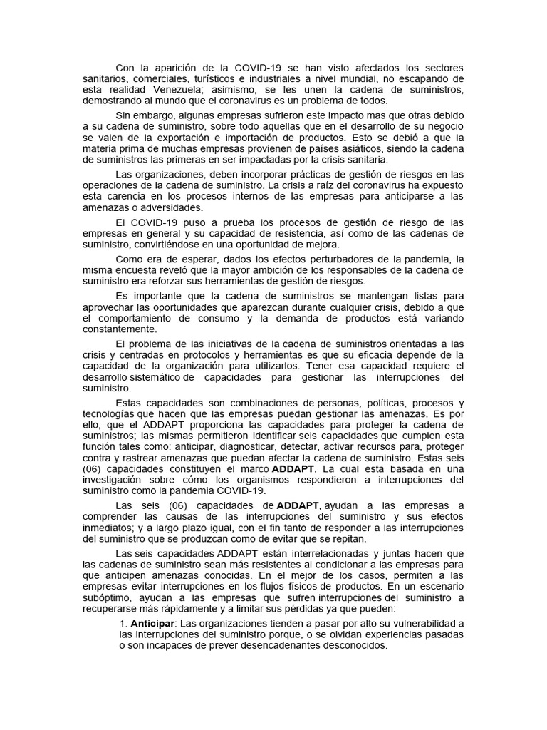 Ensayo Addapt | PDF | Cadena de suministro