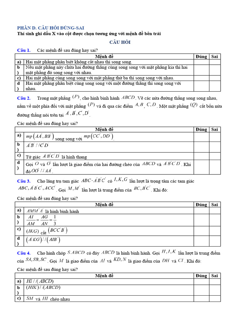 Bài 15. Hai Mat Phang Song Song - Dungsai | PDF
