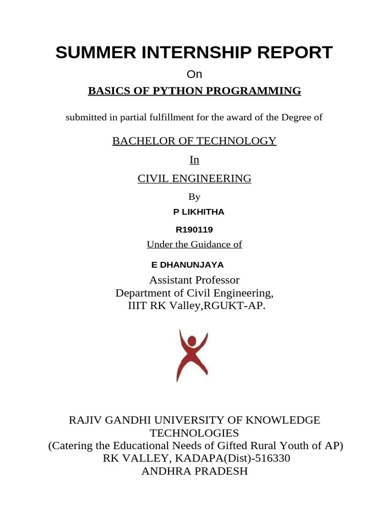 r190119 Summer Internship Report | PDF | Python (Programming Language) | Object Oriented Programming