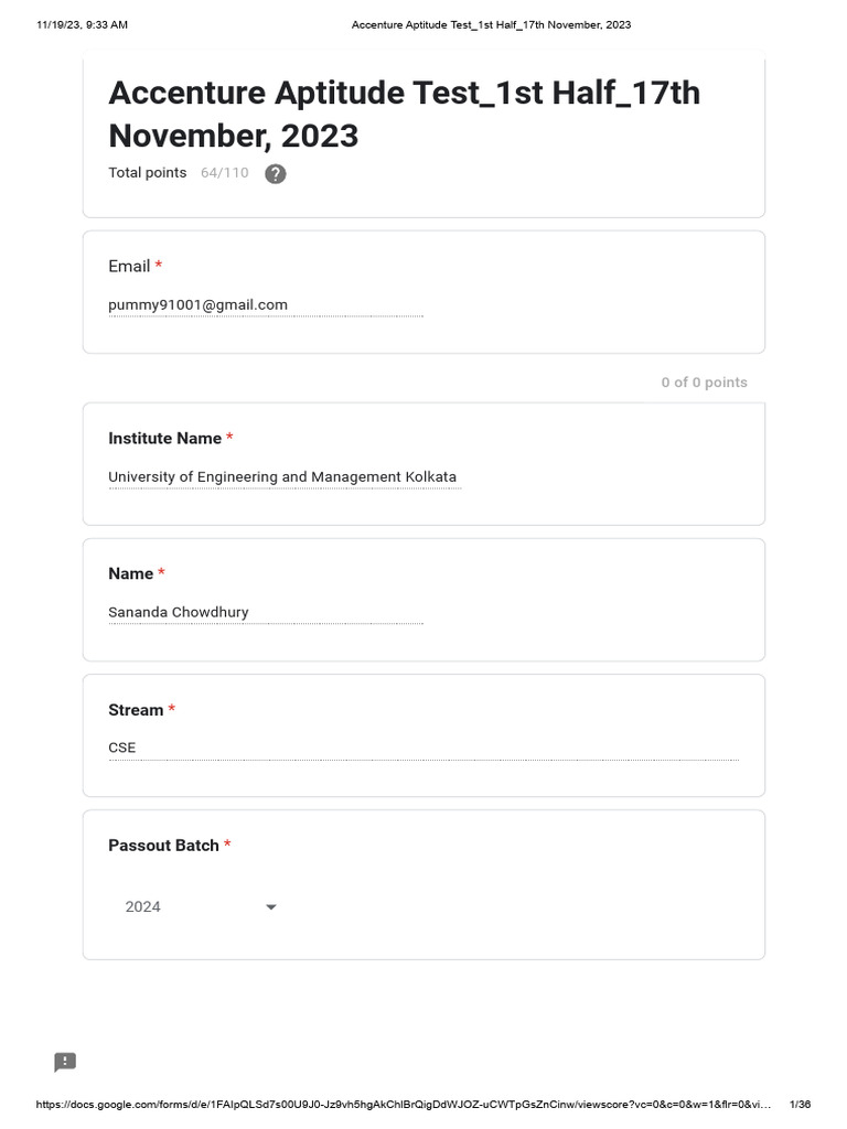 Accenture Aptitude Test - 1st Half - 17th November, 2023 | PDF | Cloud ...