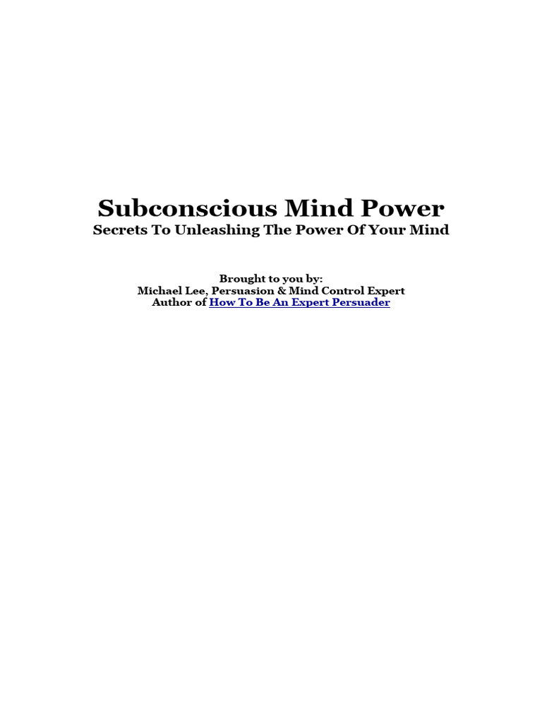 Subconscious Mind Power | PDF | Mind | Knowledge