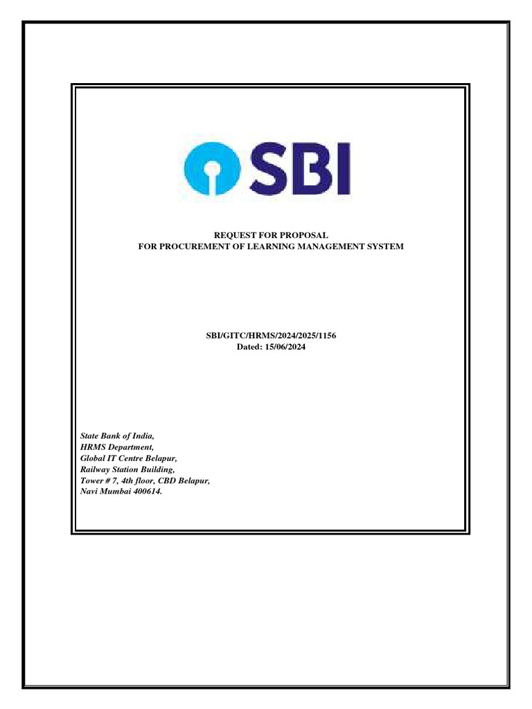 Sbi RFP On Learning Managment System | PDF | Request For Proposal ...