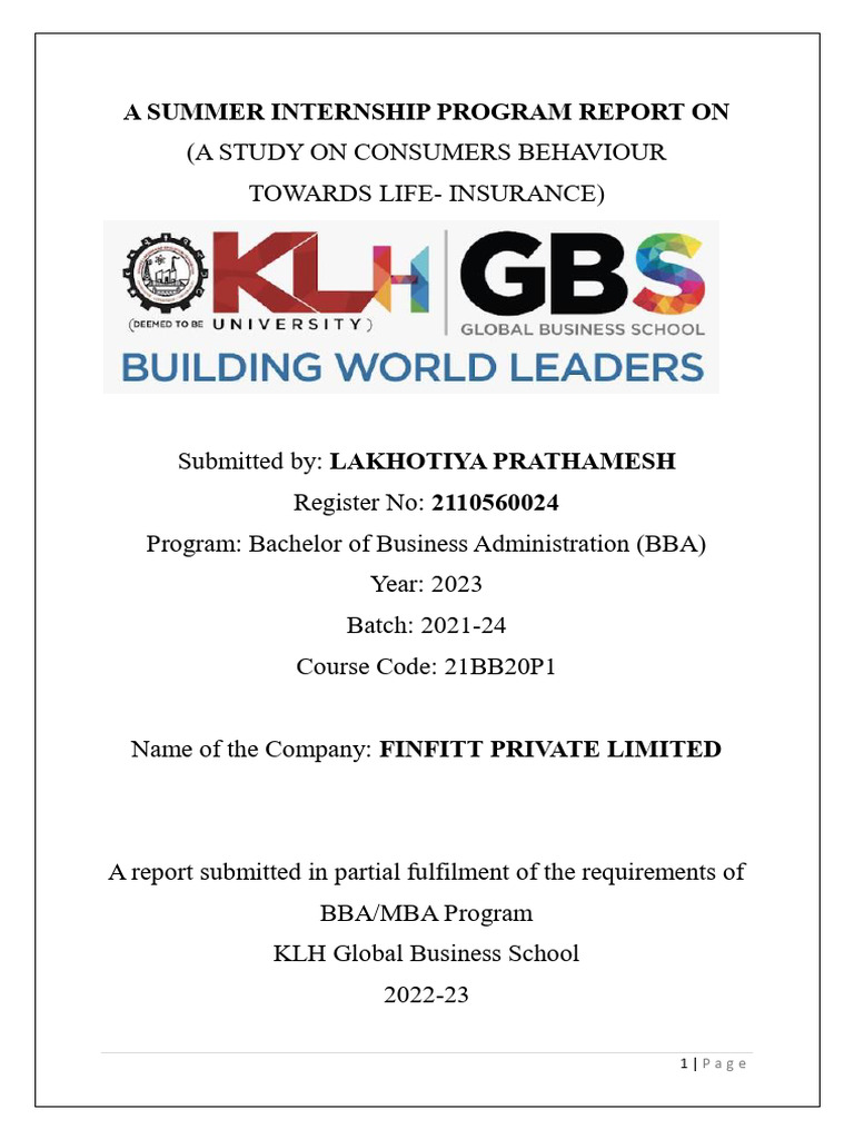 Summer Internship Program 2023 Report | PDF | Insurance | Quantitative Research