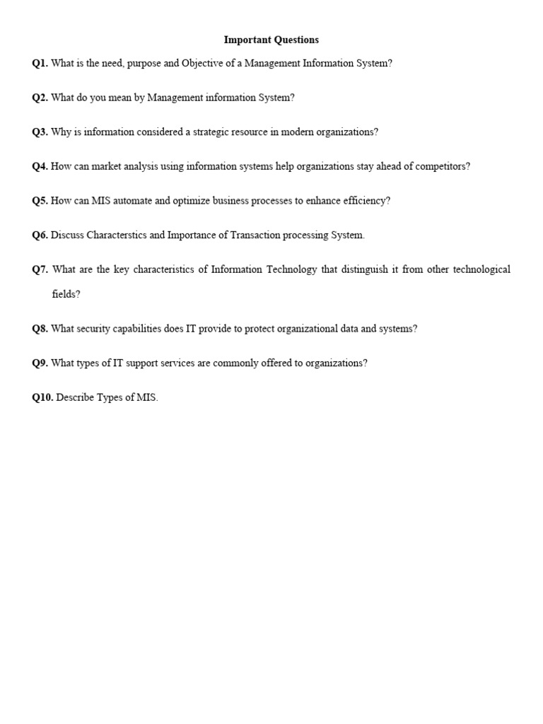MIS Unit -1 With Important Questions | Download Free PDF | Internet Of ...