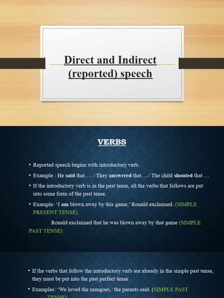 Direct vs Indirect Speech Guide | PDF | Grammatical Tense | Verb