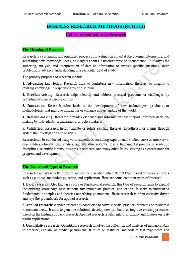 Business Research Methods BBA Note All Units | PDF | Scientific Method ...
