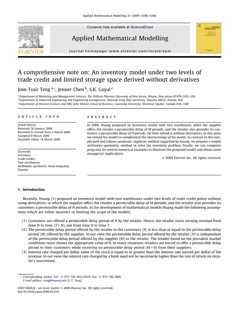 A Comprehensive Note On - An Inventory Model Under Two Levels of | PDF ...