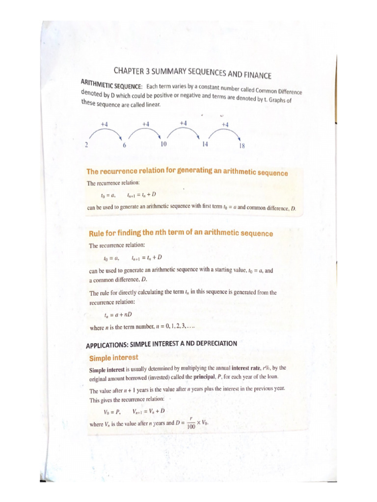Chapter 3 Summary Sequences and Finance | PDF