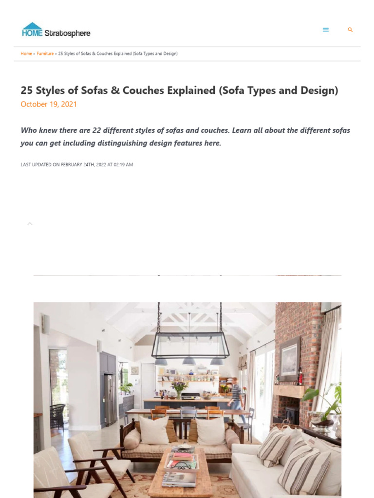 25 Styles of Sofas & Couches Explained (Sofa Types and Design) - Home Stratosphere | PDF | Couch ...