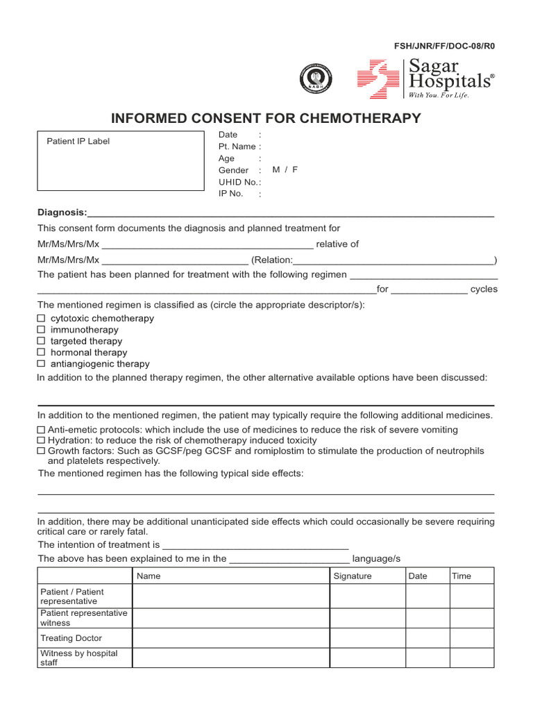 Consent For Chemotherapy | PDF