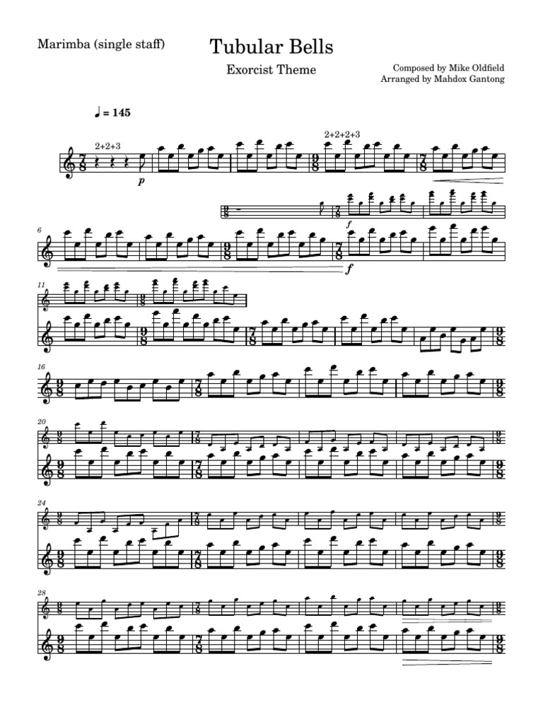 The Exorcist-Marimba - (Single - Staff) | PDF