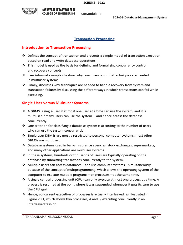 Database Transaction Concepts | PDF | Databases | Database Transaction
