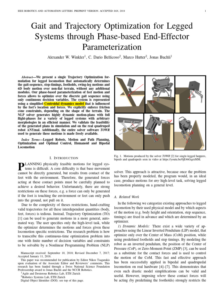 Towr Gait and Trajectory Optimization For Legg | PDF | Walking ...