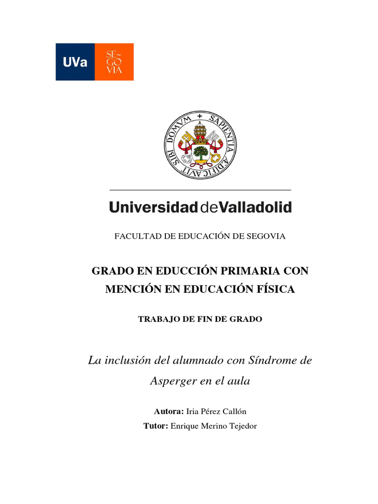 Tfg-B. 1825 | PDF | Espectro autista | Síndrome de Asperger