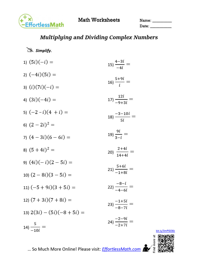Multiplying and Dividing Complex Numbers - Backup | PDF