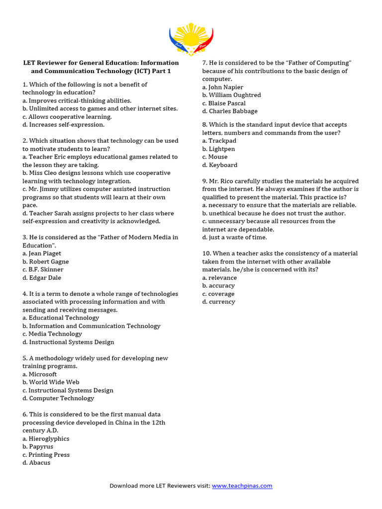 Let Reviewer Ict | PDF | Educational Technology | Instructional Design