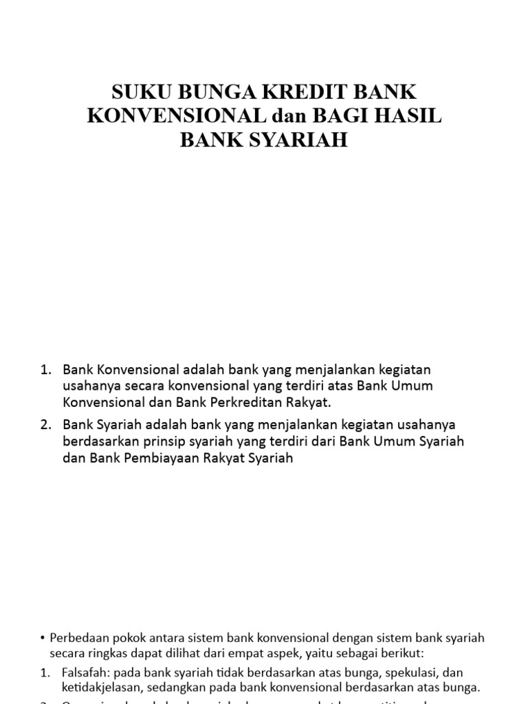 SUKU BUNGA KREDIT BANK KONVENSIONAL Dan BAGI HASIL | PDF