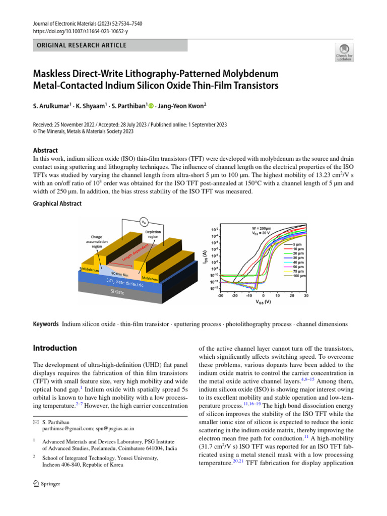 Paper | PDF | Field Effect Transistor | Photolithography
