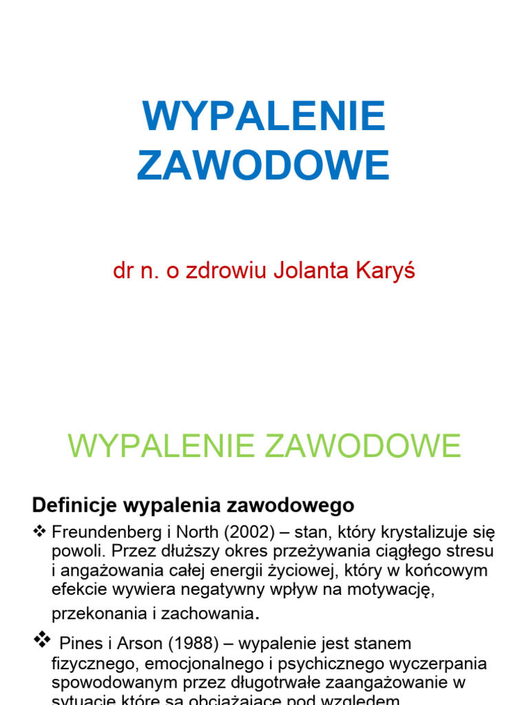 Wypalenie Zawodowe | PDF