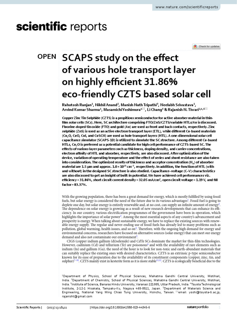 SCAPS Study On The Effect | PDF | Solar Cell | Photovoltaics