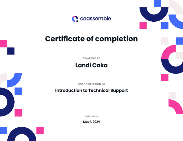 Certificate For Introduction To Technical Support | PDF